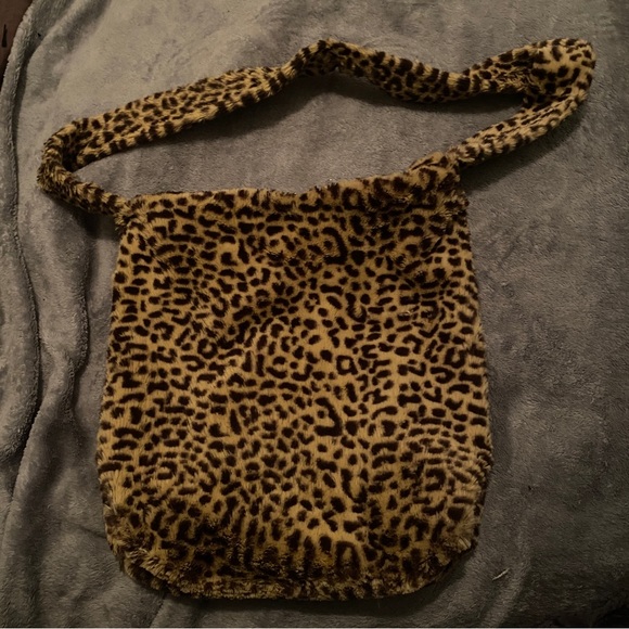 Bags | Leopard Print Fuzzy Bag | Poshmark